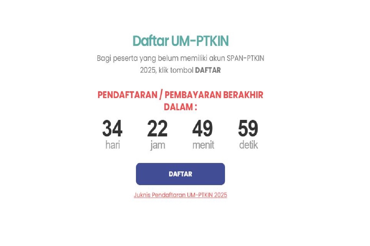 Pendaftaran UM-PTKIN 2025 Resmi Dibuka, Cek Jadwal dan Ketentuannya